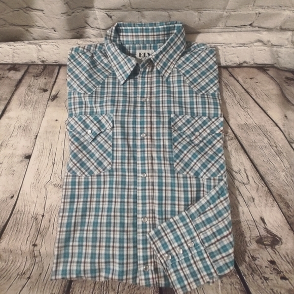 Ely Cattleman | Shirts | Ely Cattleman Xl Pearl Snap Western Shirt Rodeo Button Down Long Sleeve ...